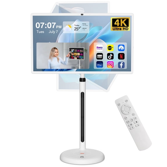 Wireless Portable TV on Wheels, Rolling Tablet with Smart Touch Screen ...