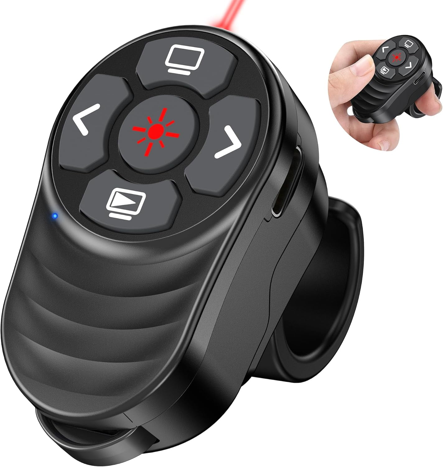Wireless Presentation Clicker Rechargeable, Finger Ring Powerpoint ...