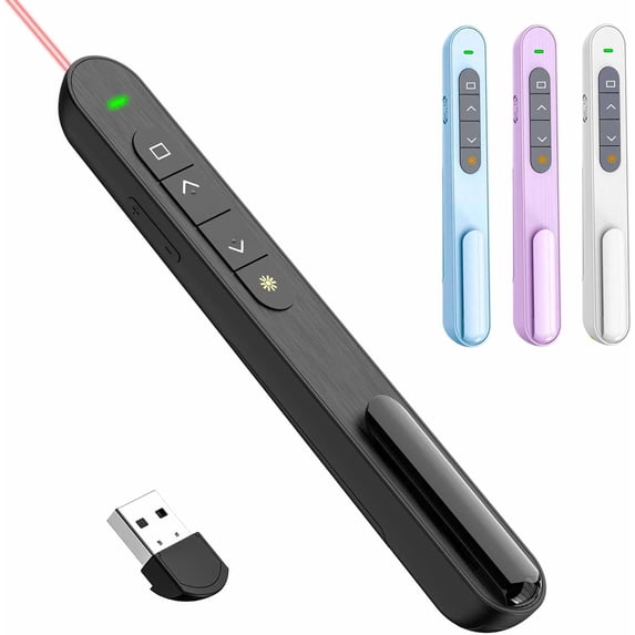 Wireless Presentation Clicker with Hyperlink & Volume Control, 2.4GHz ...