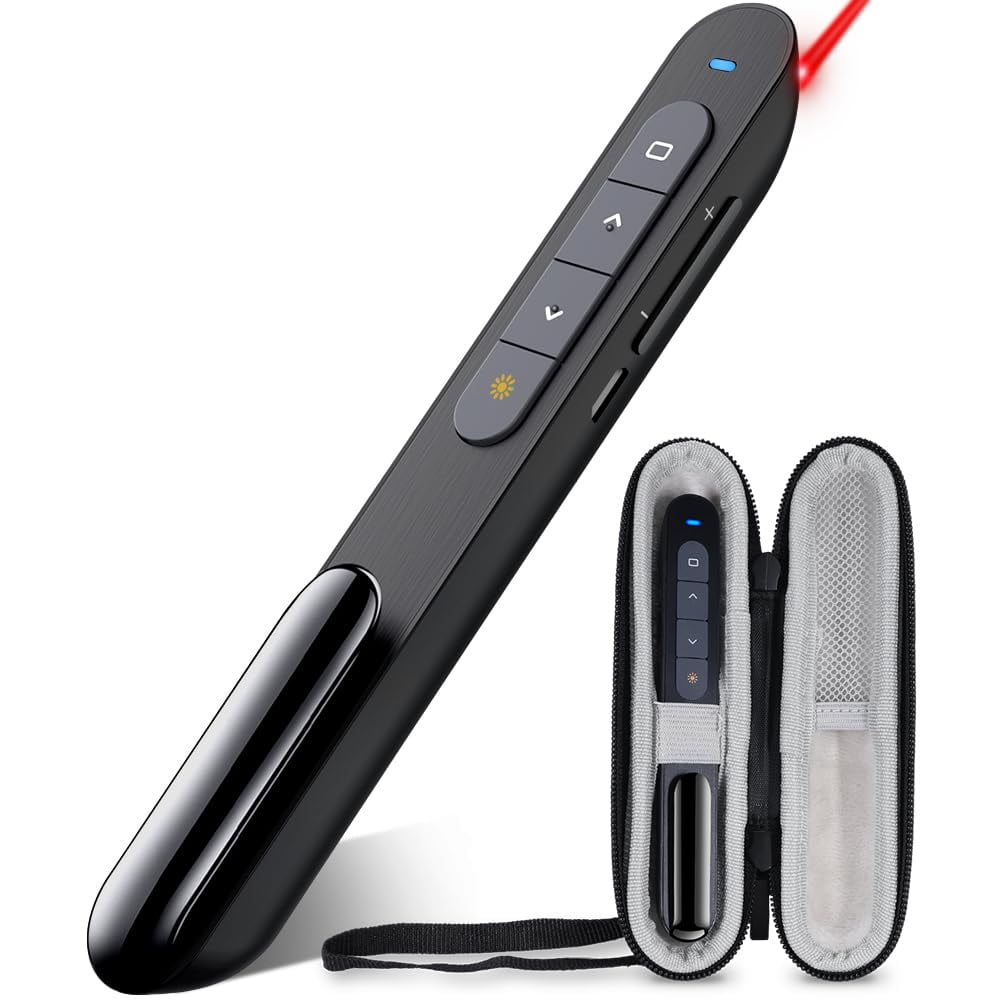 Wireless Presenter, Hyperlink & Volume Control, RF 2.4 GHz USB PowerPoint Clicker, Presentation ...