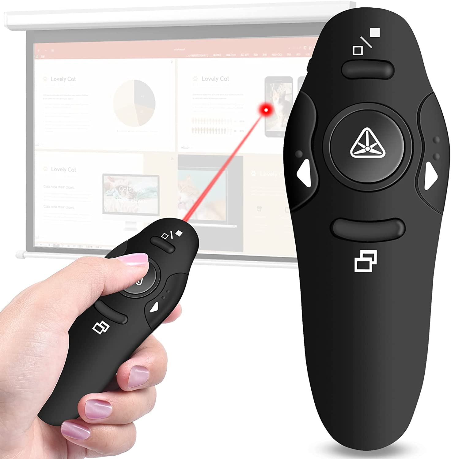 Wireless Presenter Presentation Clicker with Red Laser Pointer, 2.4GHz ...