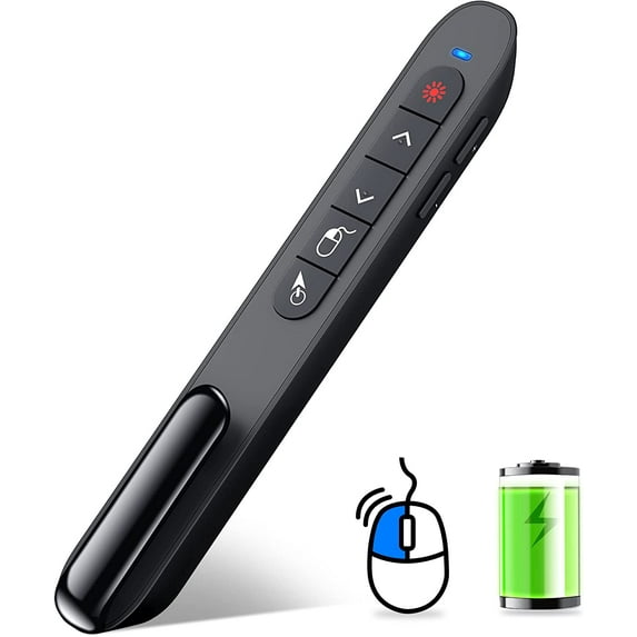 Wireless Presenter Remote with Air Mouse Control, Rechargeable USB ...