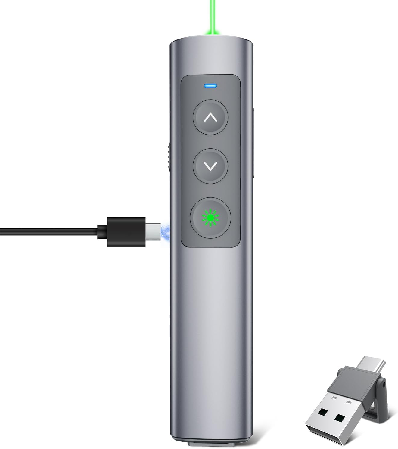 Wireless Presenter Remote: Rechargeable Presentation Clicker with Green ...