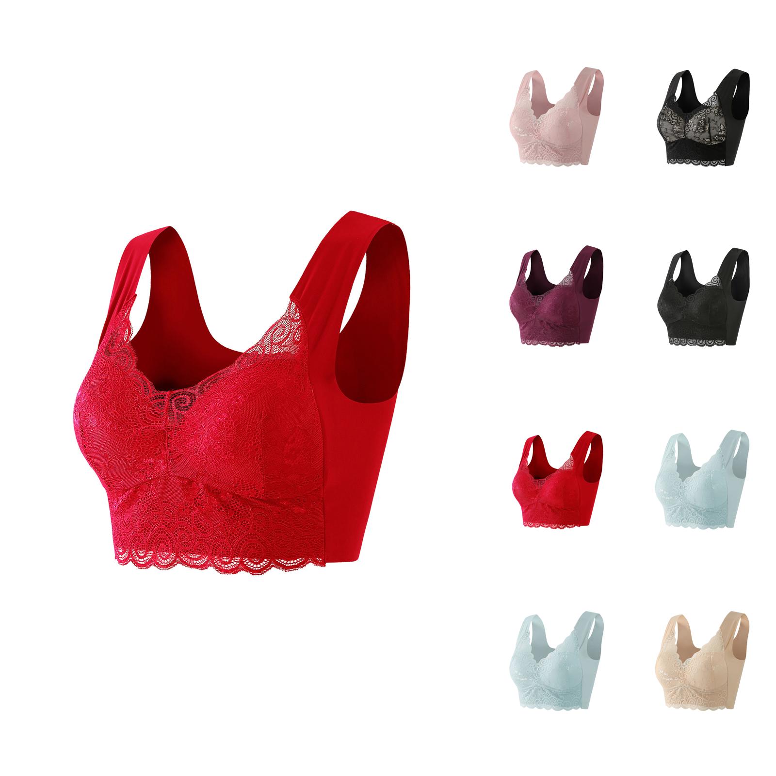 Wireless Push Up Bras for Women Plus Size Lace Wave Trim Lifting Bras ...