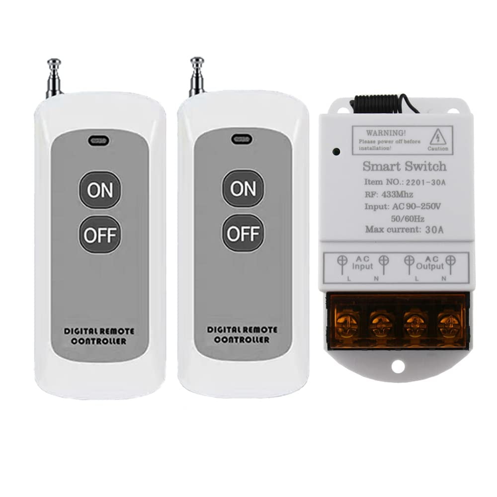 Wireless RF Remote Control Light Switch AC 110V/120V/240V 30A 984FT 1CH ...