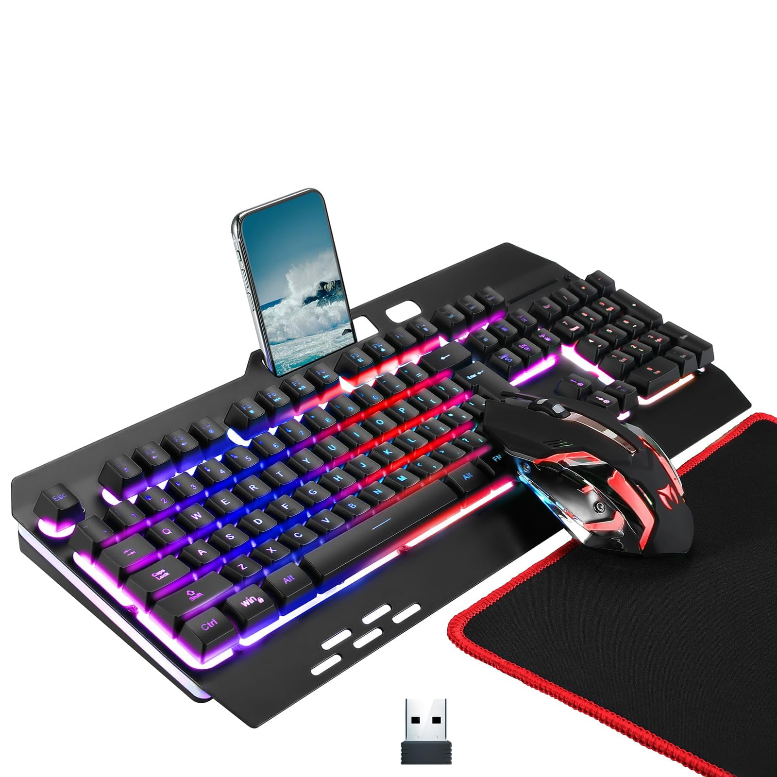 Wireless RGB Gaming Keyboard and Mouse - Rechargeable Backlit,Long ...