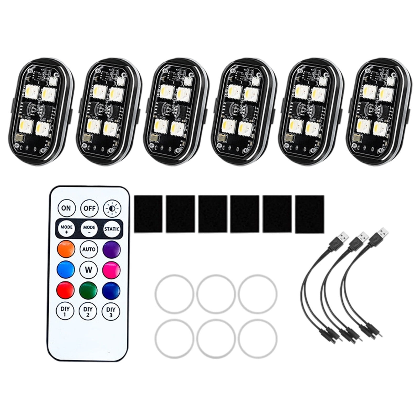 Wireless RGB LED Lights With Remote Control 8 Colors 10 Modes USB ...