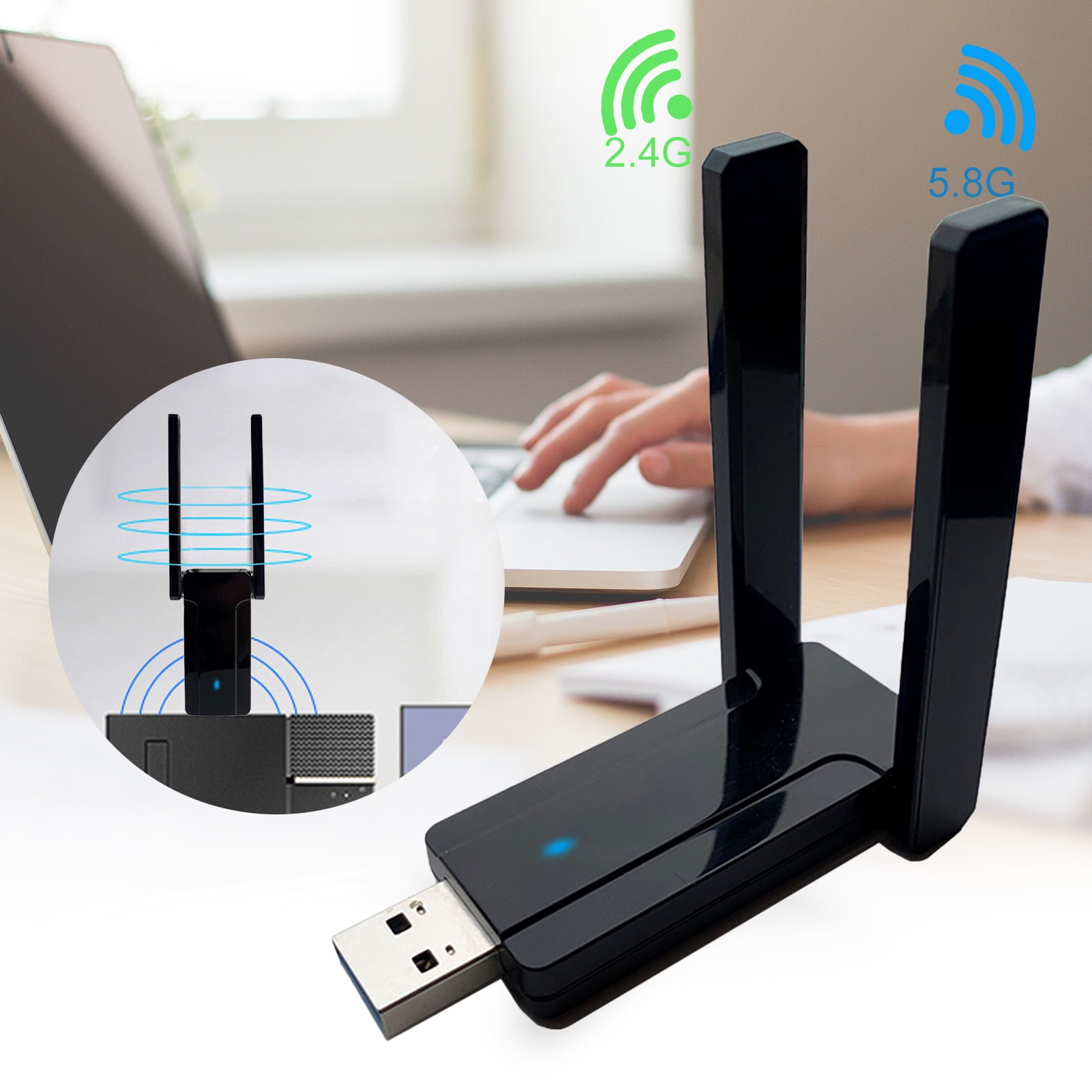 Wireless Receiver, WiFi Dongle Wireless 2.4GHz Dual Antennas Mini WiFi ...