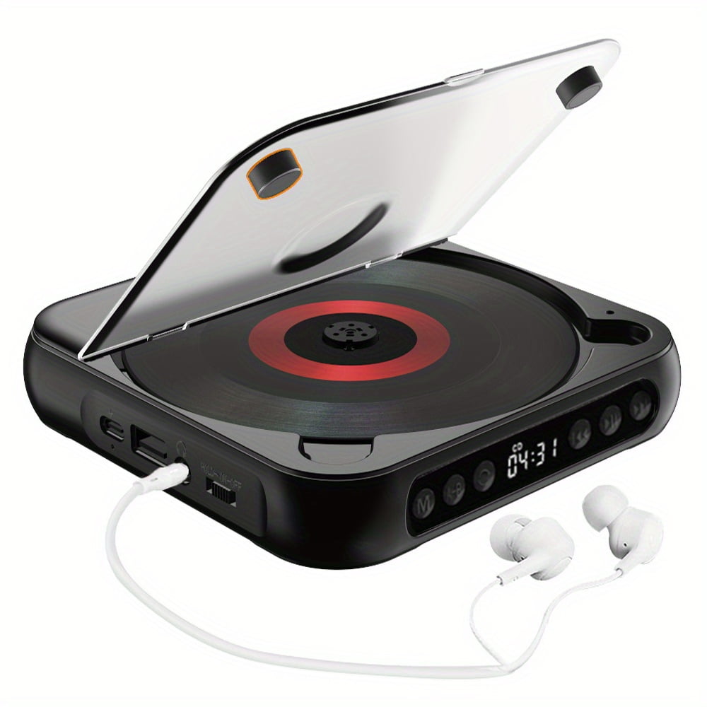 Wireless Rechargeable CD Player with Hold Function LED Display USB ...