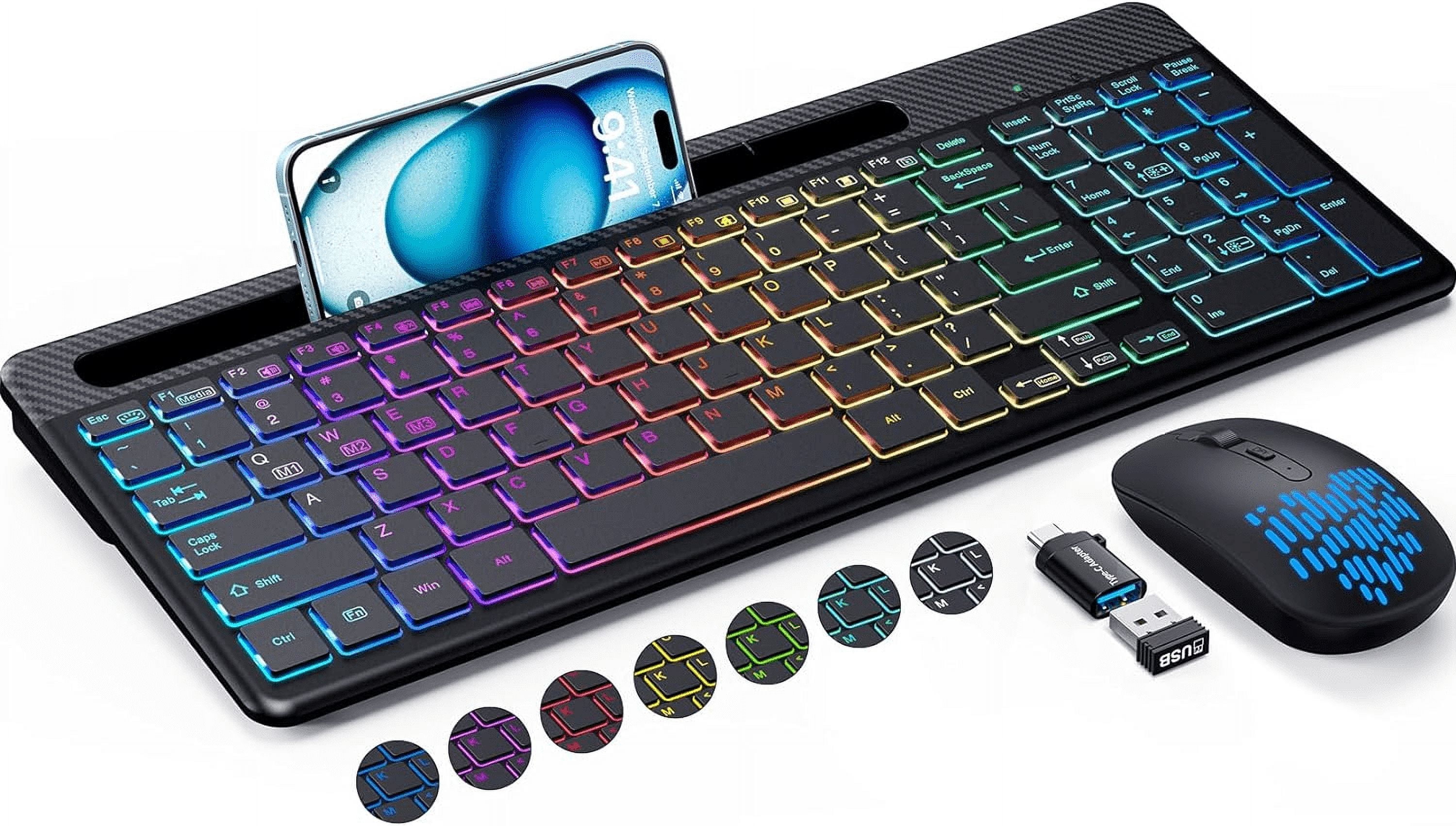 Wireless Rechargeable Keyboard and Mouse Combo with Non-slip Wide ...