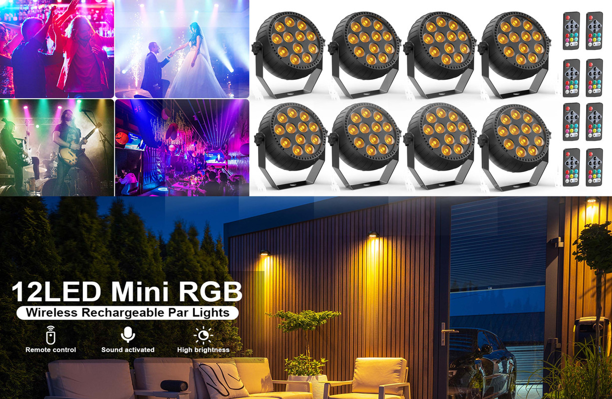 Wireless Rechargeable Par Lights 12LEDs Par Lights DMX512, Sound ...