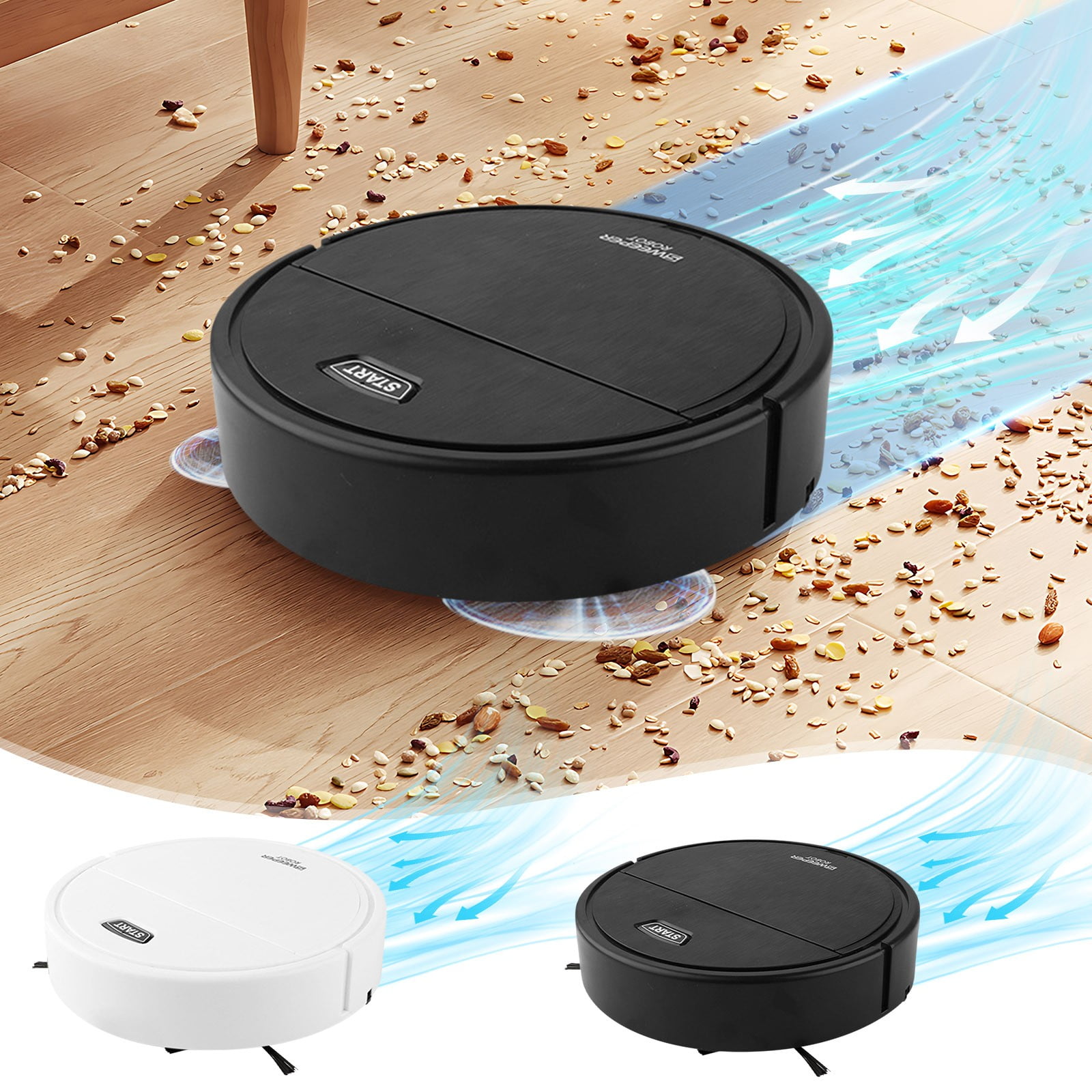 Wireless Rechargeable Robot Vacuum, 3-in-1 Sweeping Mopping, Quiet 40W ...