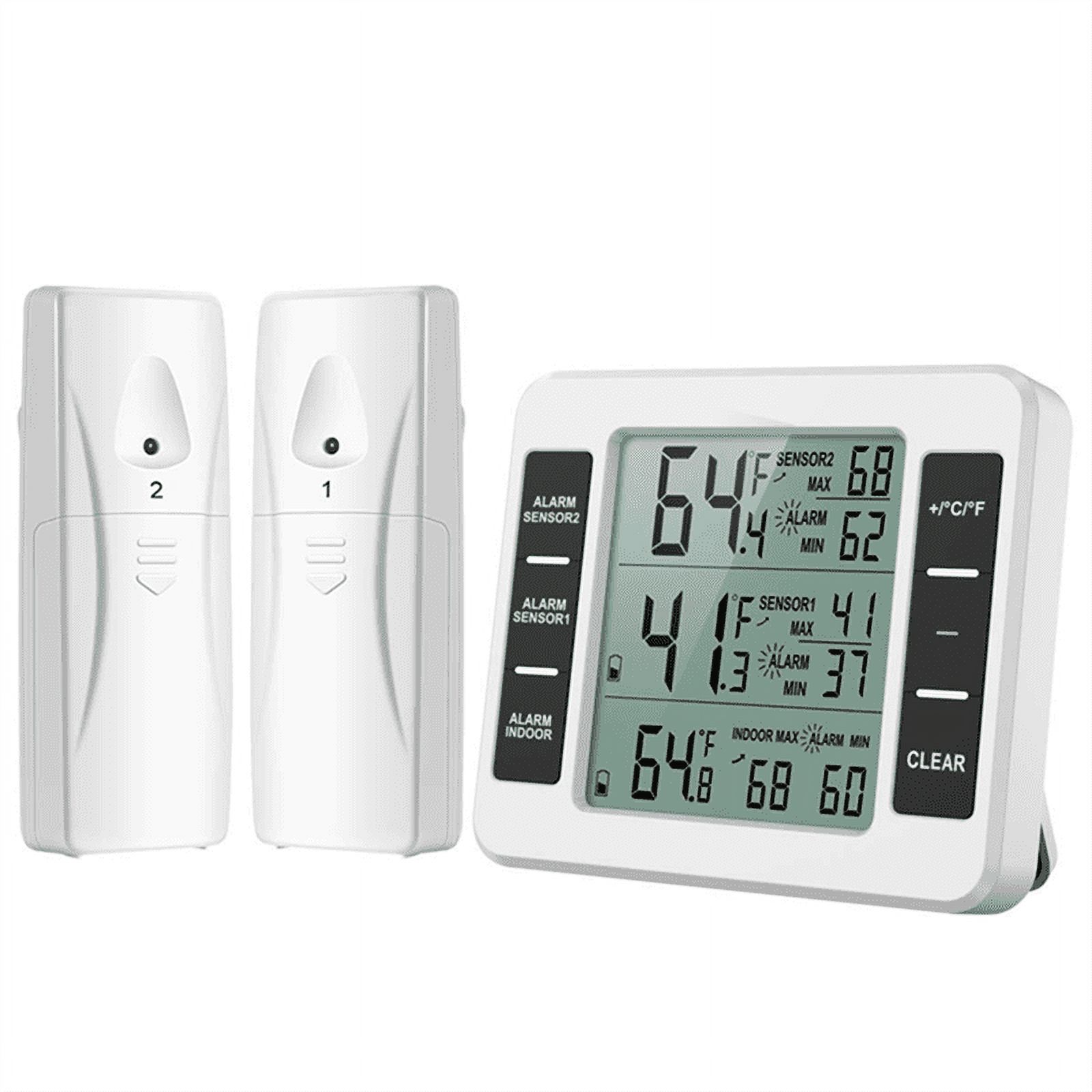 Wireless Refrigerator Thermometer Digital Freezer Temperature Monitor ...