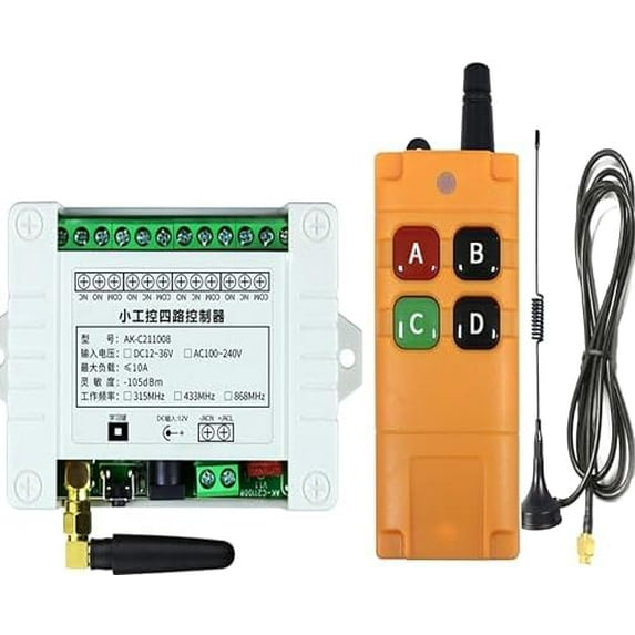 Wireless Remote Control 4CH Relay Module, AC110-220V RF Switch Receiver ...