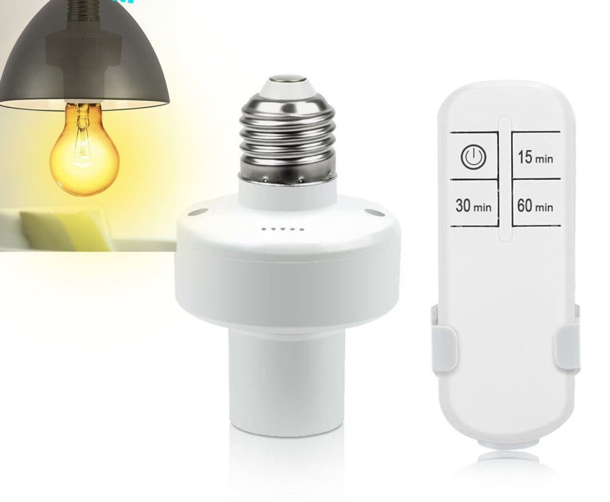 Wireless Remote Control Light Lamp E27 Screw Bulb Base Holder Cap ...