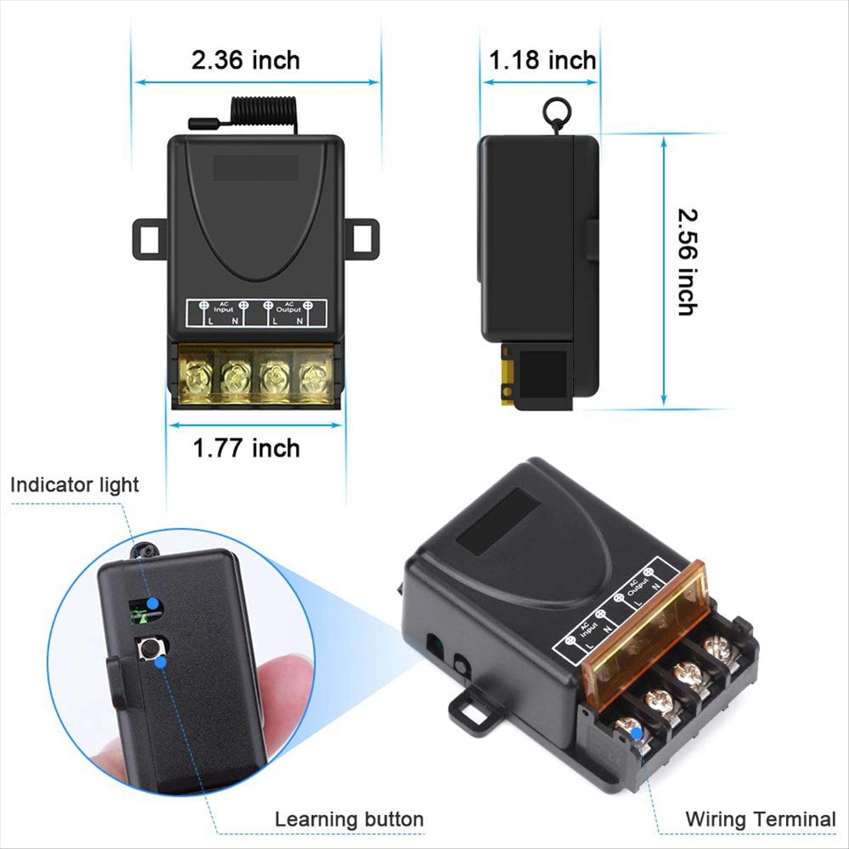 Wireless Remote Control RF Switch 220V 30A Relay Receiver + Transmitter ...