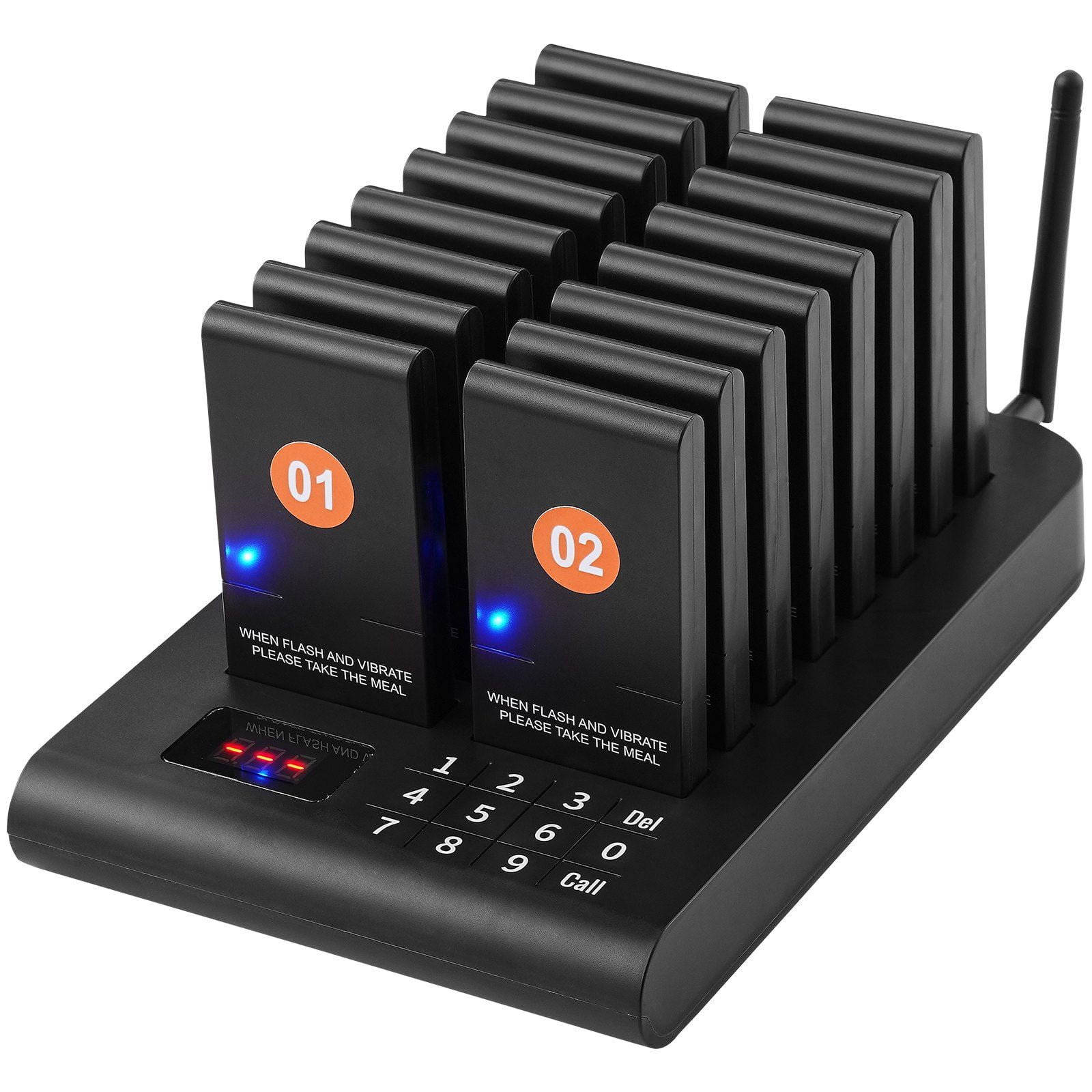 Wireless Restaurant Pager System 500m Long Range Vibration Flashing ...