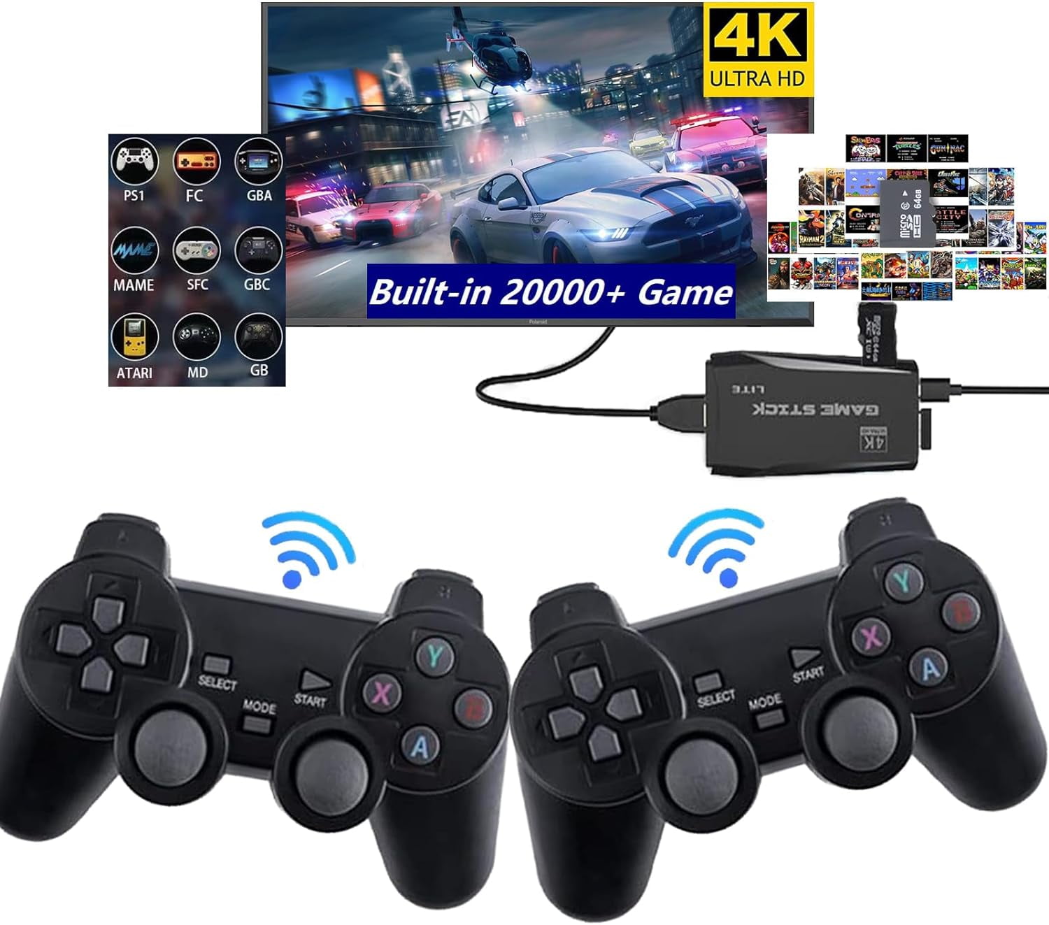 Wireless Retro Game Console, Retro Stick with Built-in 9 Emulators ... Wireless Retro Game Console, Retro Stick with Built-in 9 Emulators ...