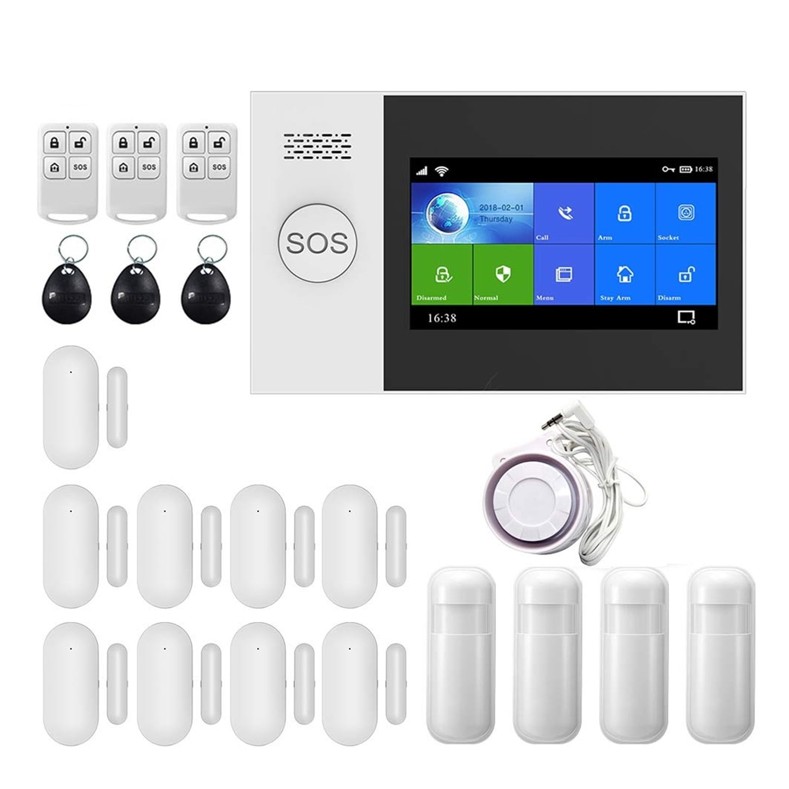 Wireless SIM 4G GSM Home Burglar Security 4.3inch Touch Screen Alarm ...