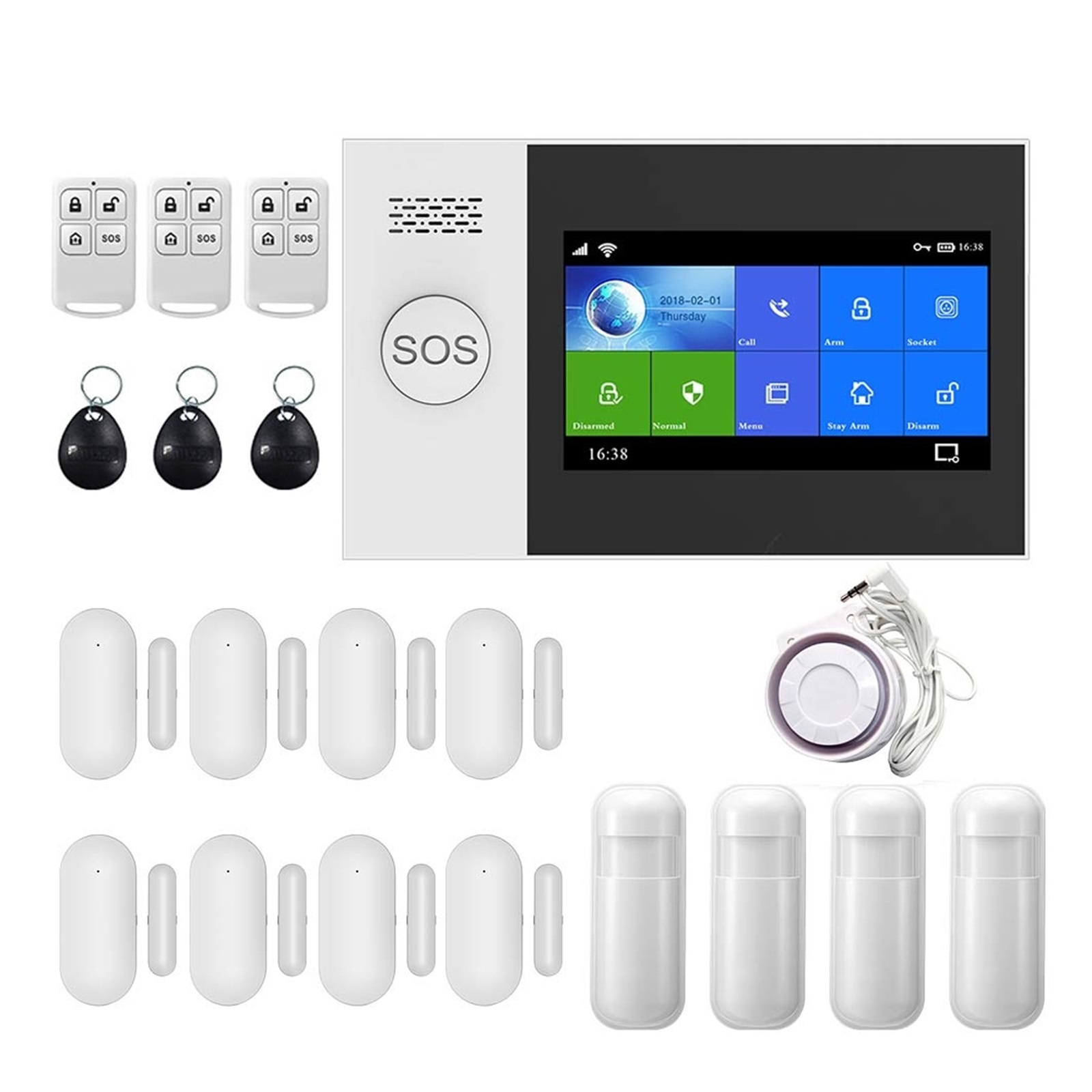 Wireless SIM 4G GSM Home Burglar Security 4.3inch Touch Screen Alarm ...