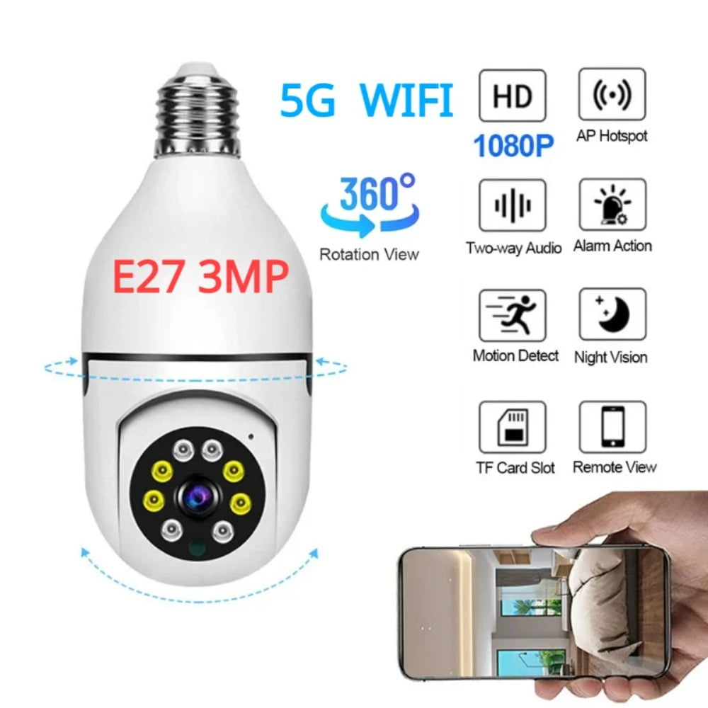 Wireless Security Camera, WIFI IP Camera, E27 Light Bulb 1080P HD ...