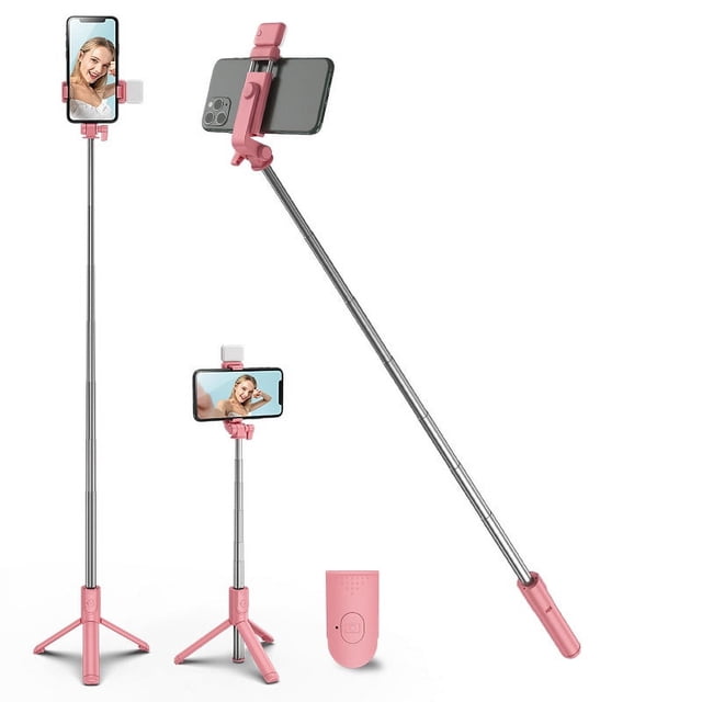 Wireless Selfie Stick 3 In 1 Foldable Mini Tripod with Fill Light ...