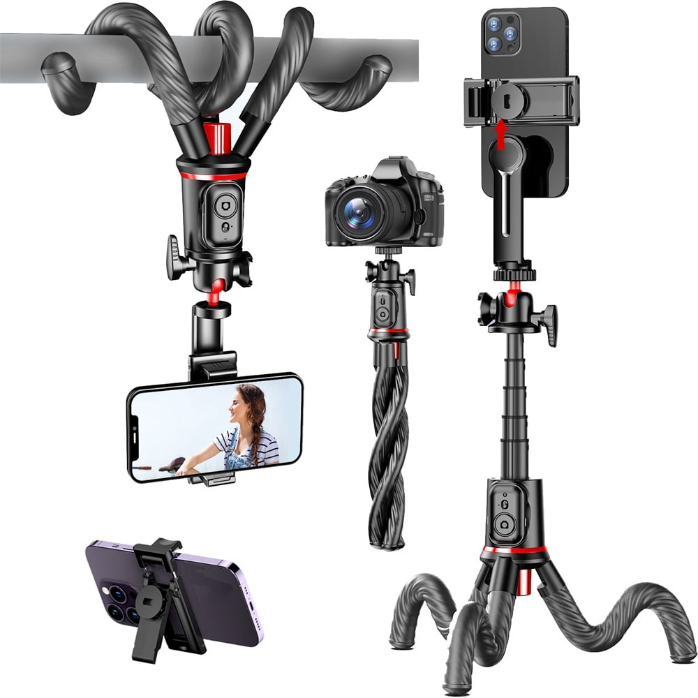 Wireless Selfie Stick Tripod with Remote Extendable Rod Phone Holder ...