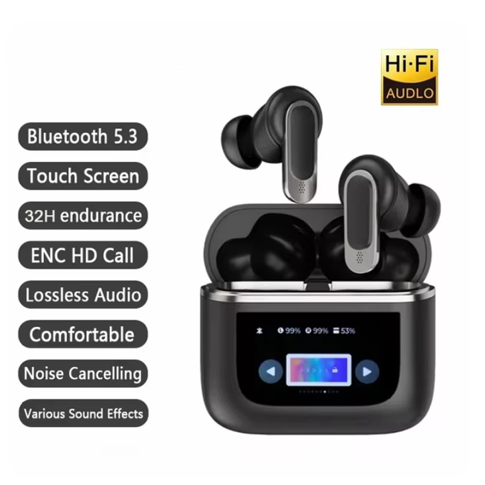 Wireless Smart Earbuds with LCD Touchable Screen Active Noise ...