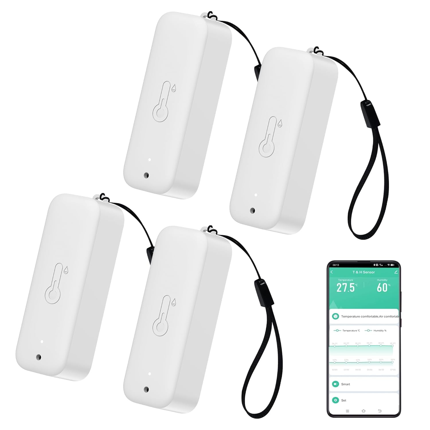 Wireless Smart Hygrometer Thermometer Sensor with WiFi, Temperature and ...