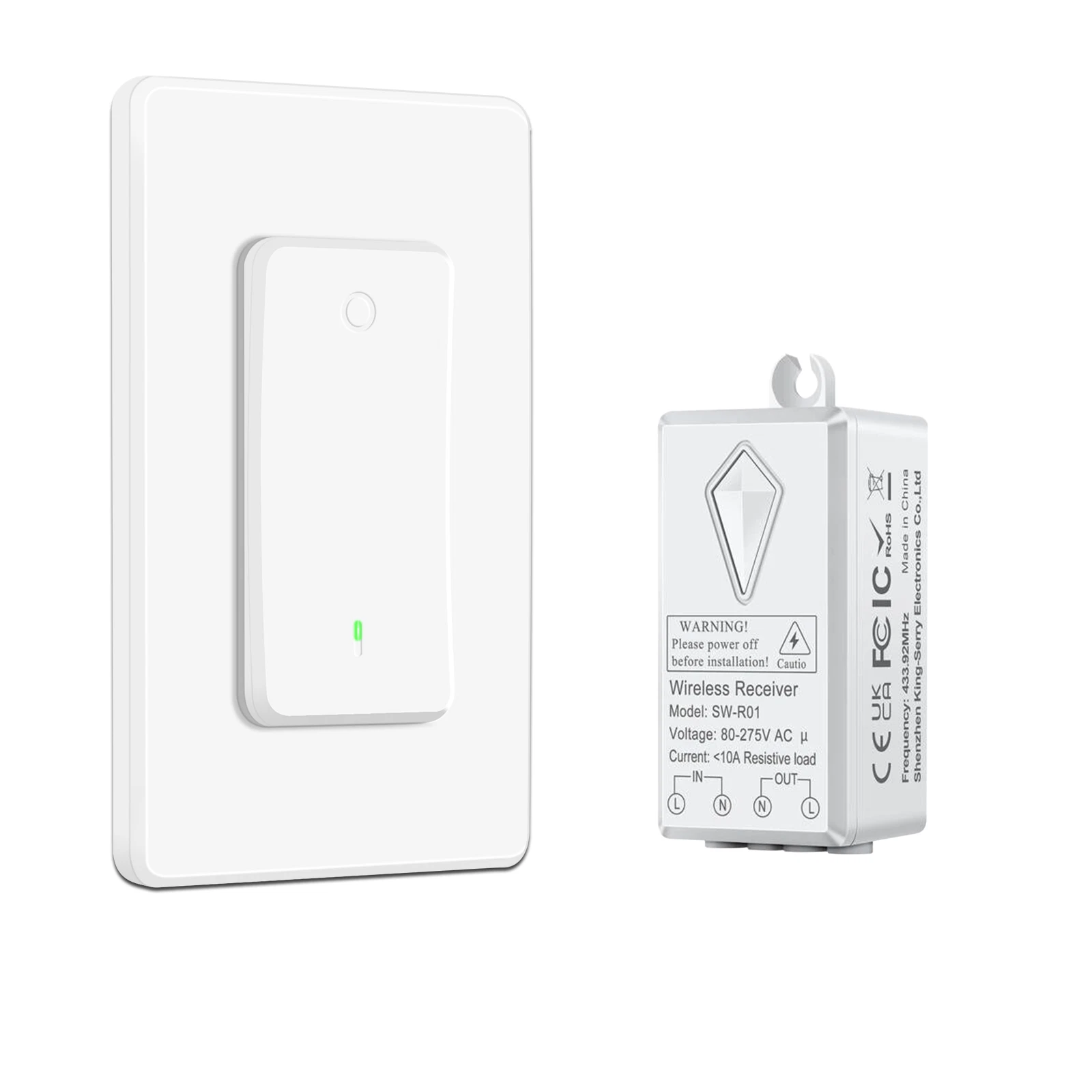 Wireless Smart Lamp Light Wall Switch Home Single 1 Way ON/OFF Remote ...