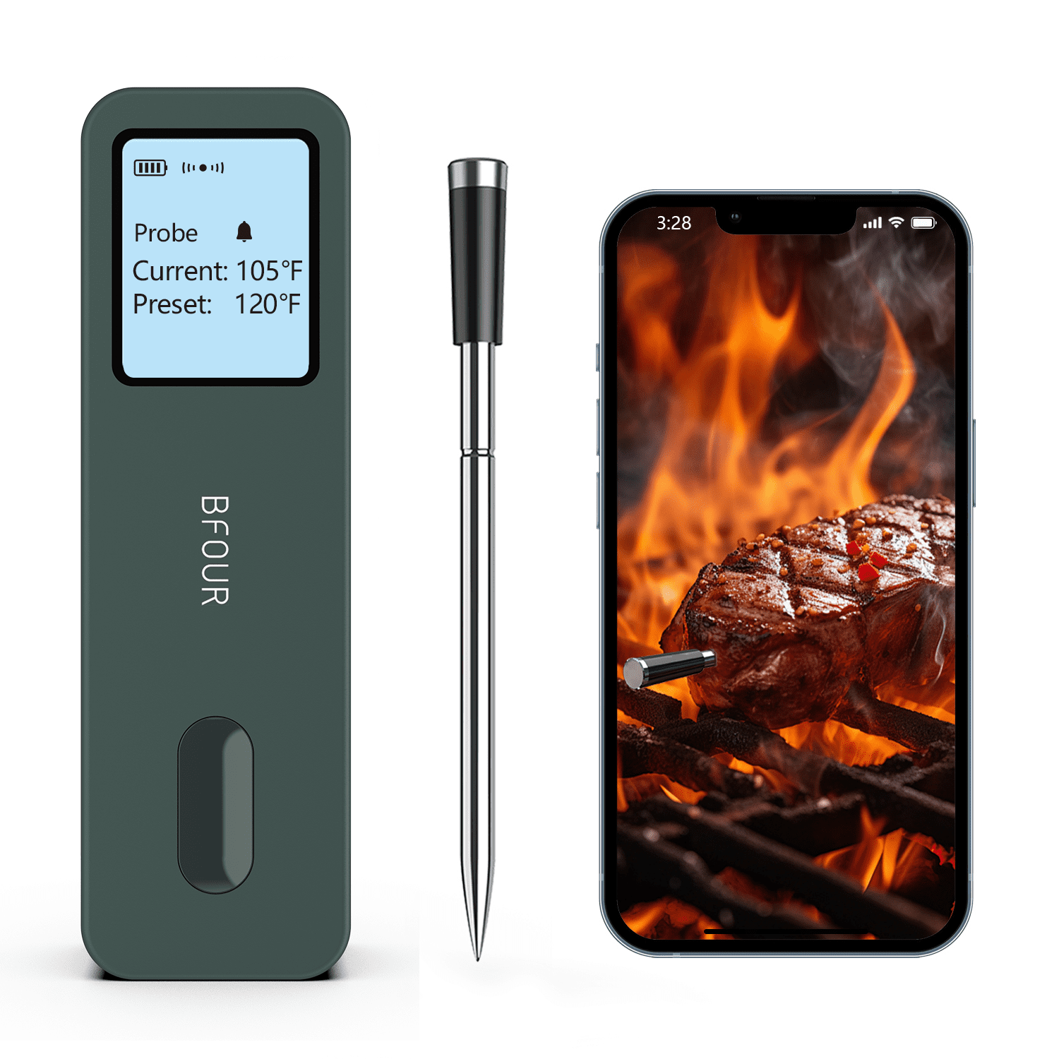 Wireless Smart Meat Thermometer with Bluetooth for BBQ, Oven, Grill ...