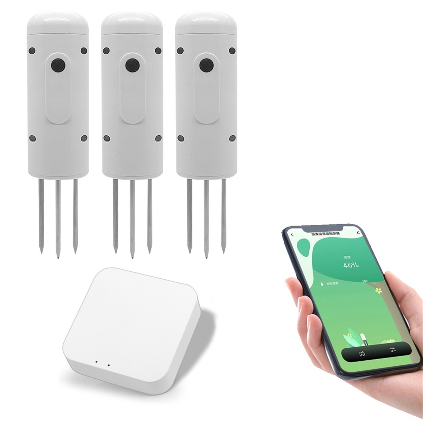 Wireless Soil Moisture Meter Temperature Humidity Tester Plant Monitor ...