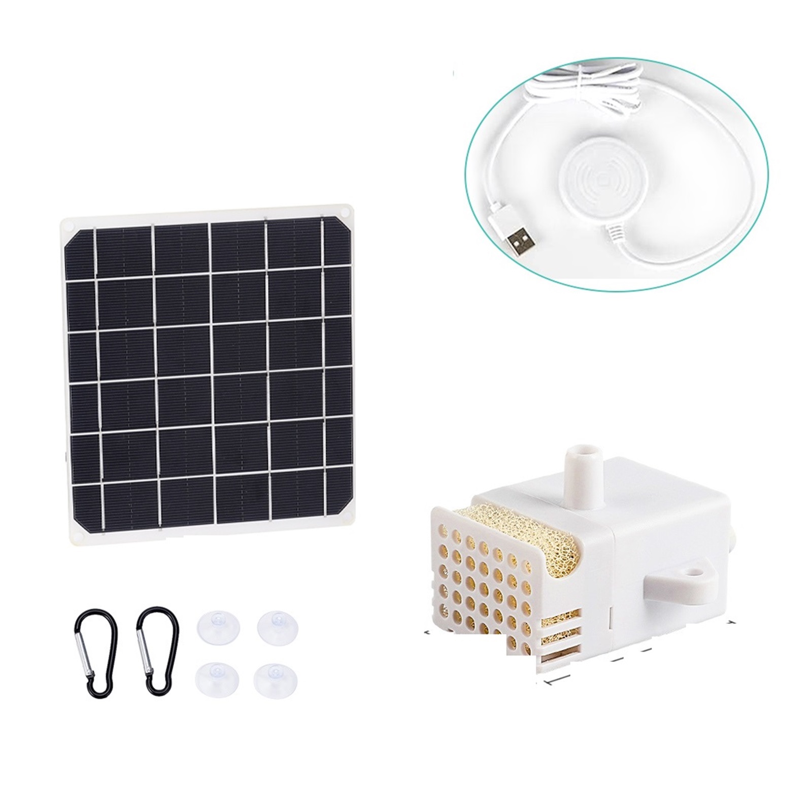Wireless Solar Panel Water Pump Cats Dog Drinking Fountain Bowl Pet ...