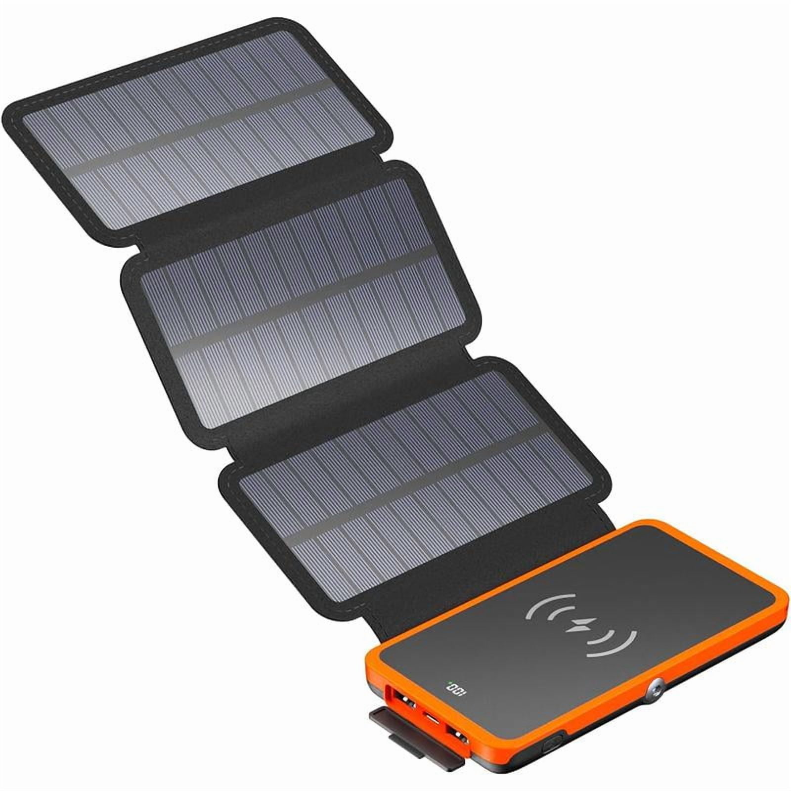 Wireless Solar Power Bank 10000mAh, 3 Outputs Solar Battery Charger ...