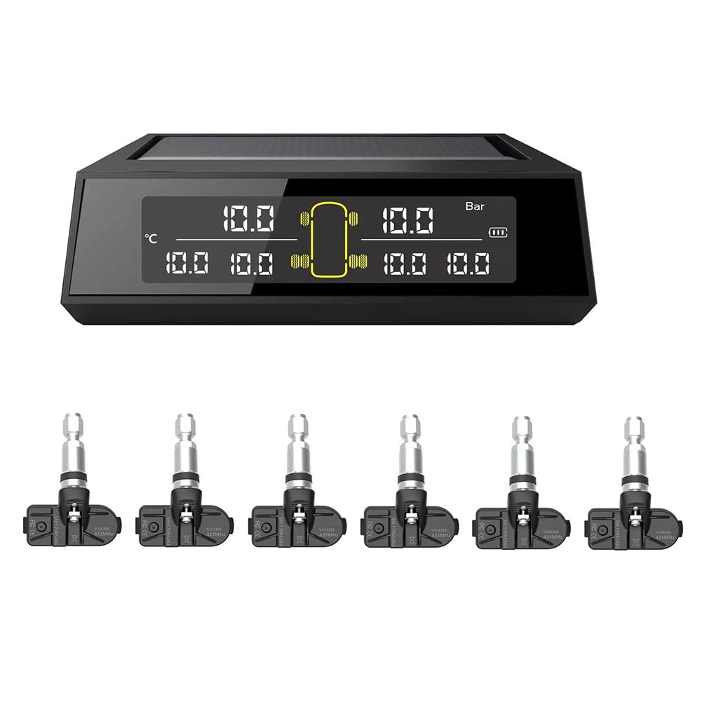 Wireless Solar Tire Pressure Monitoring System for Cars with LCD ...
