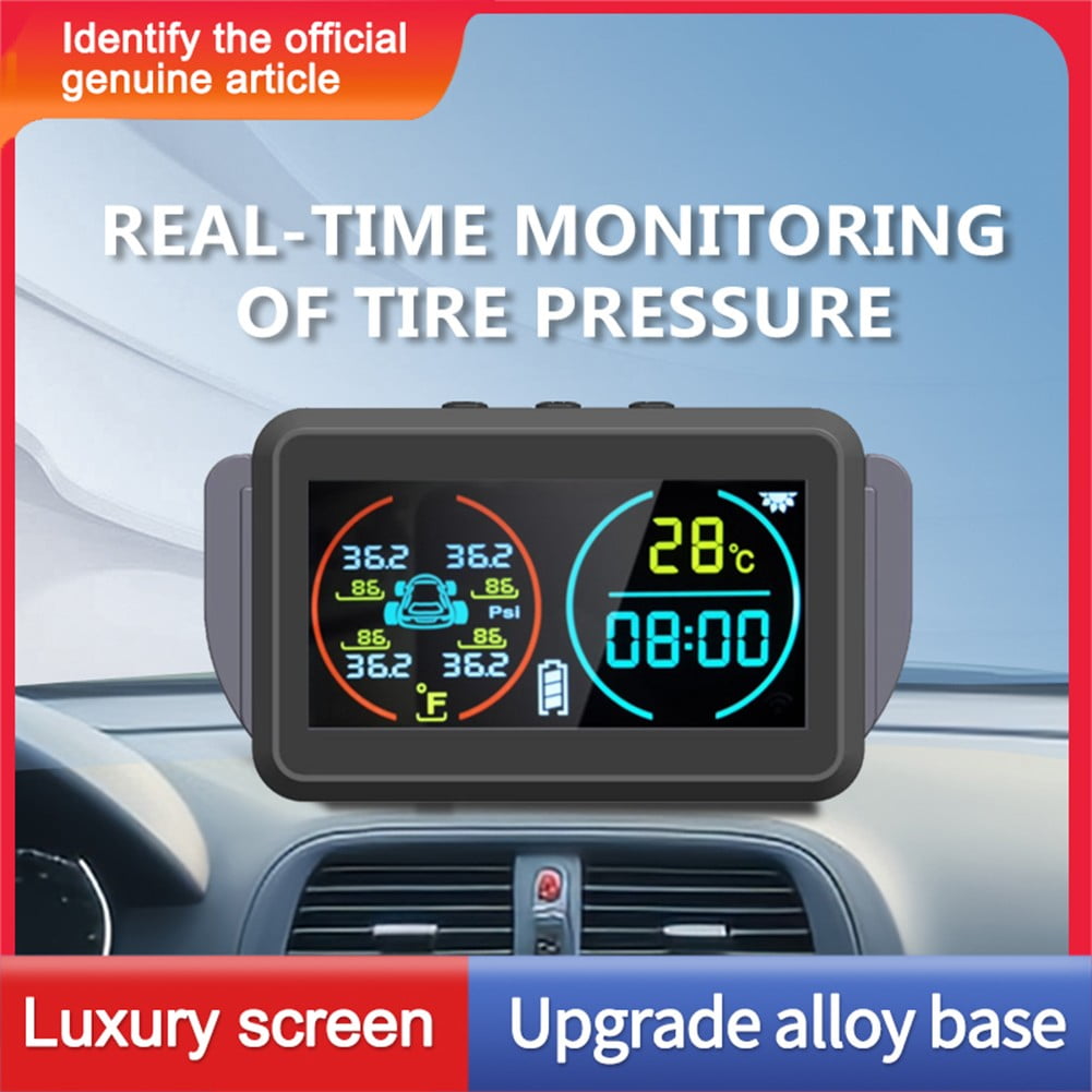 Wireless Solar TPMS LCD Car Tire Pressure Monitoring System 4 External Sensor Display Tyre ...