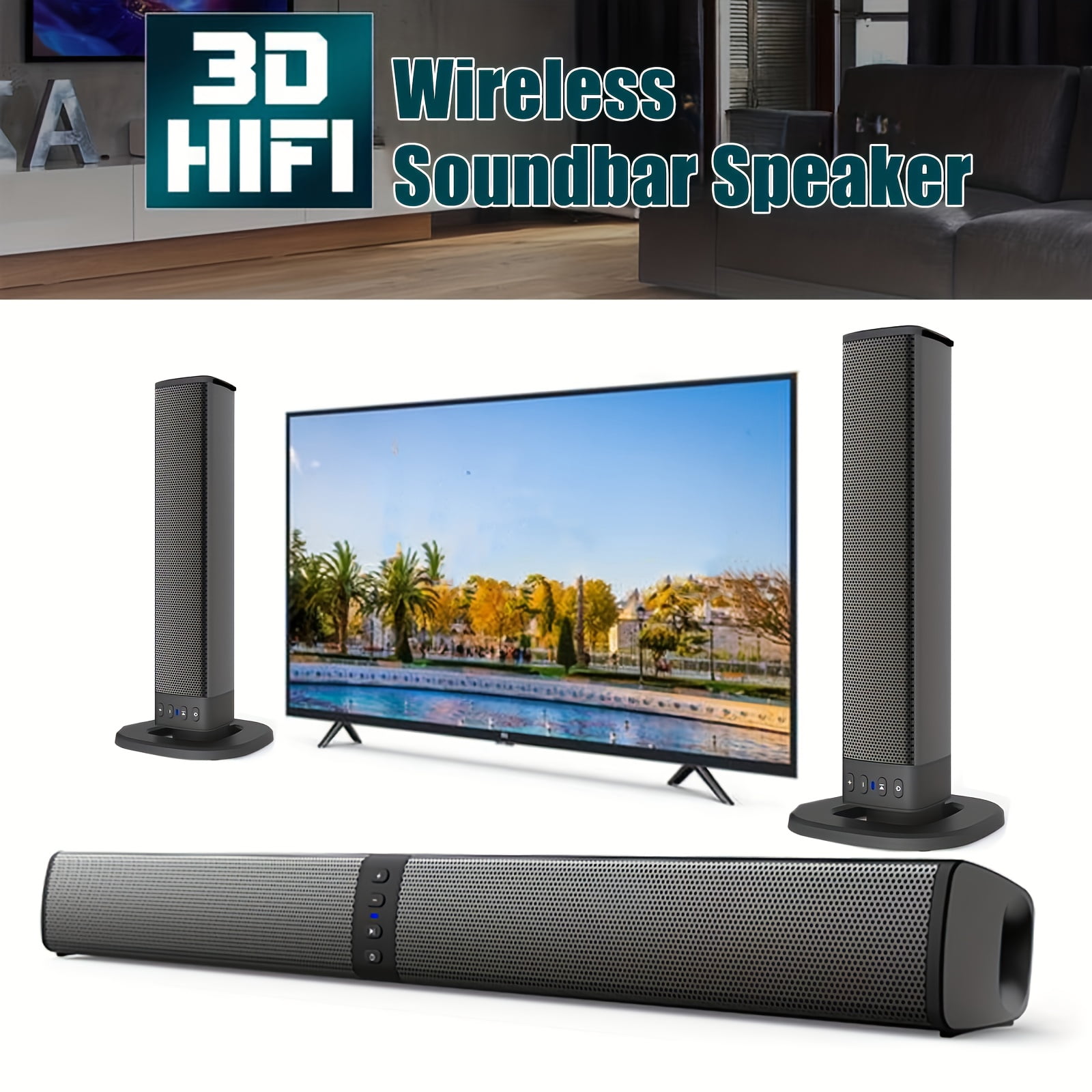 Wireless Sound Bar for Smart TV, Surround Soundbar with Bluetooth/RCA ...