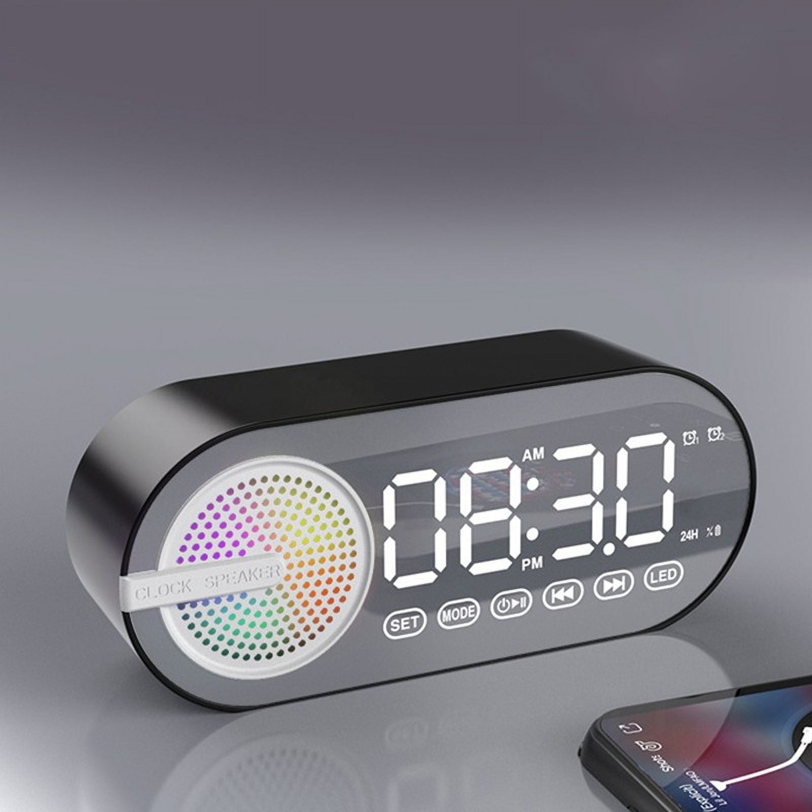 Wireless Speakers with Alarm Clock, TF Radio, Heavy Subwoofer - Desktop ...