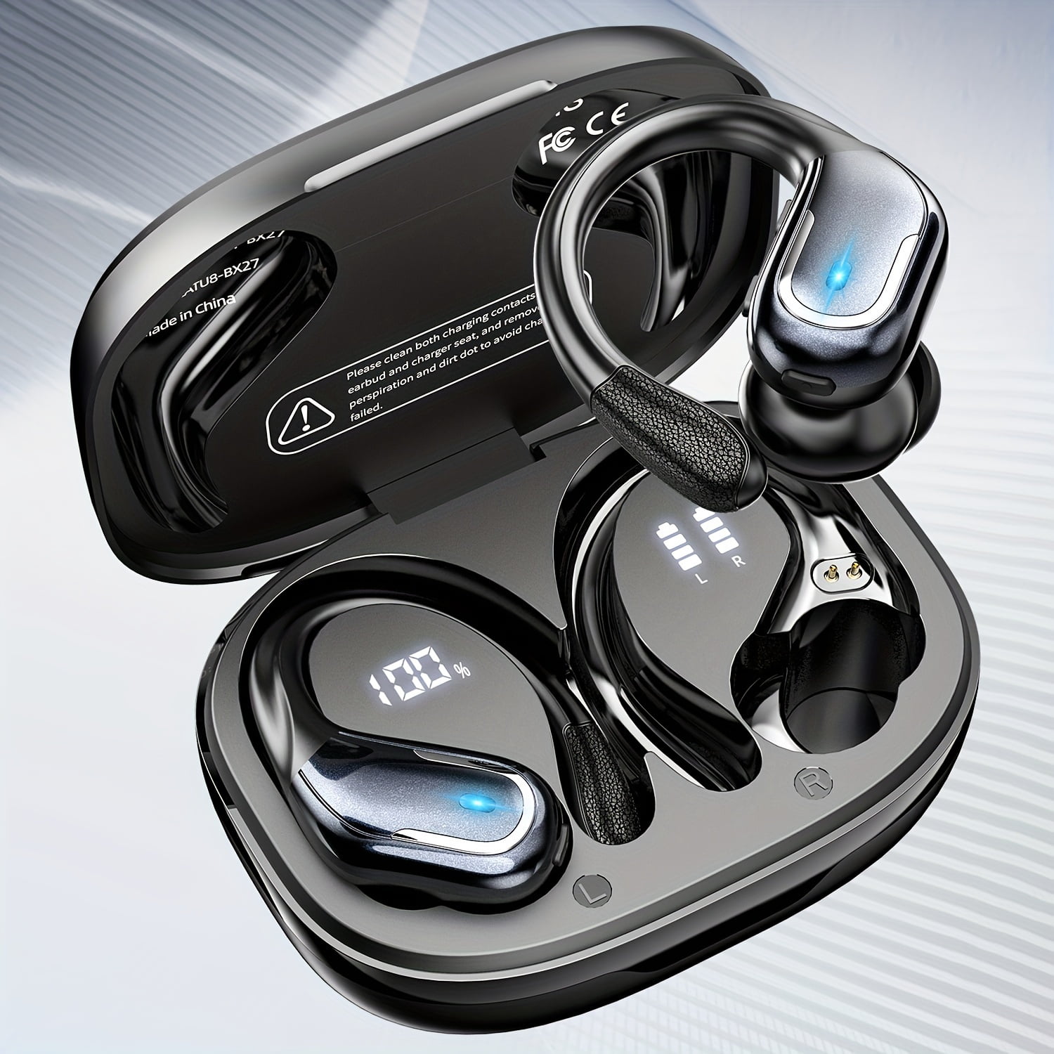 Wireless Sport Earbuds With Mic, In-Ear Headphones, Earphones With LED ...