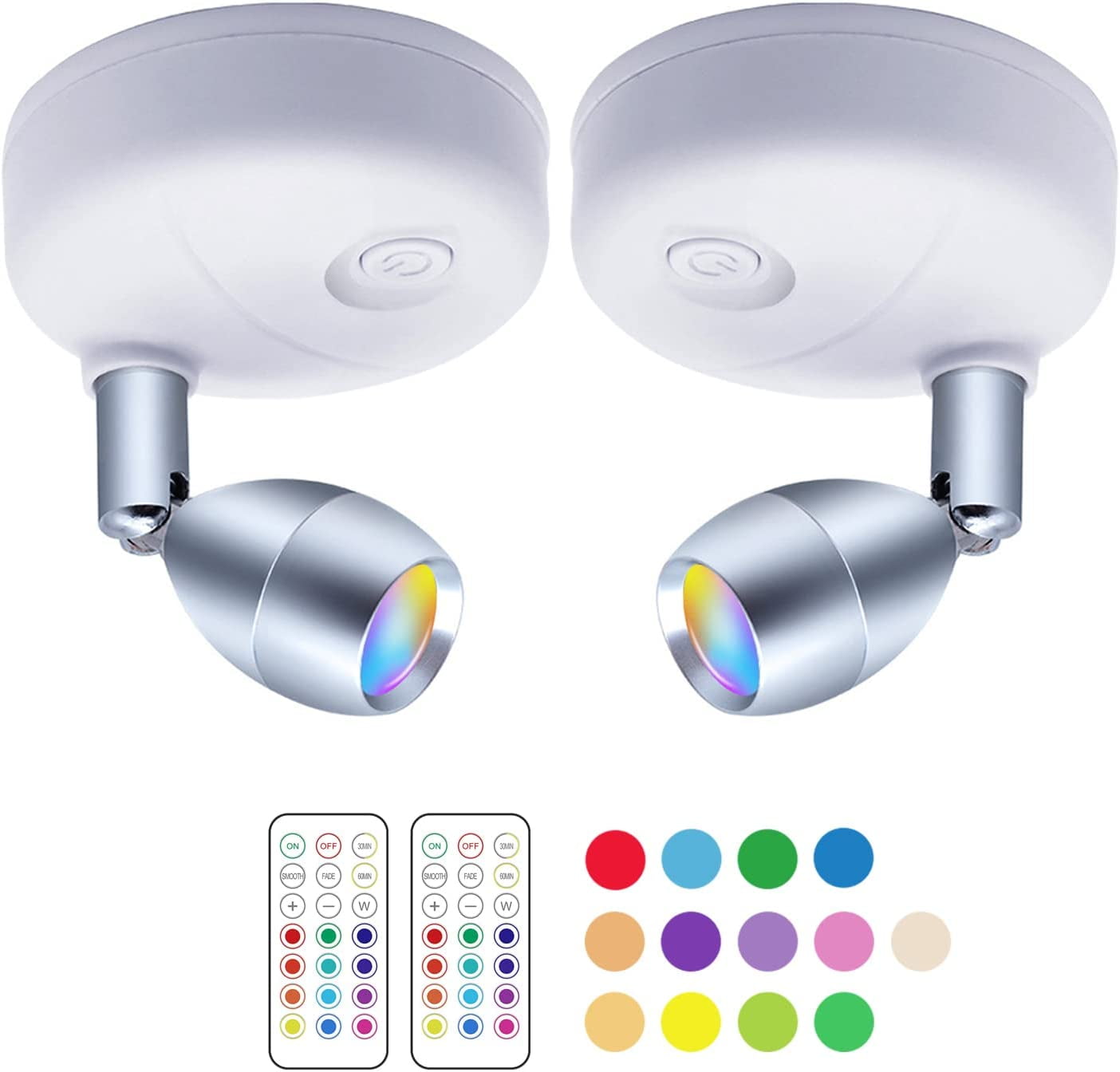 Luniquz Wireless Indoor Spotlight, Battery Operated, Dimmable ...