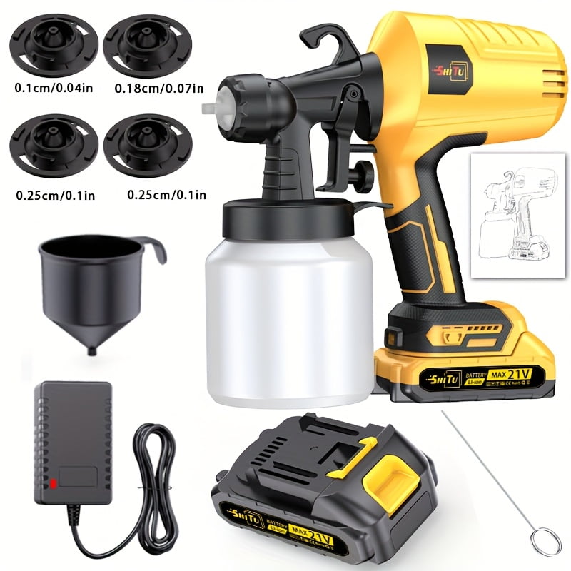 Wireless Spray Gun - 1500mAh Battery, 16.9oz Capacity, 2 Adjustable ...