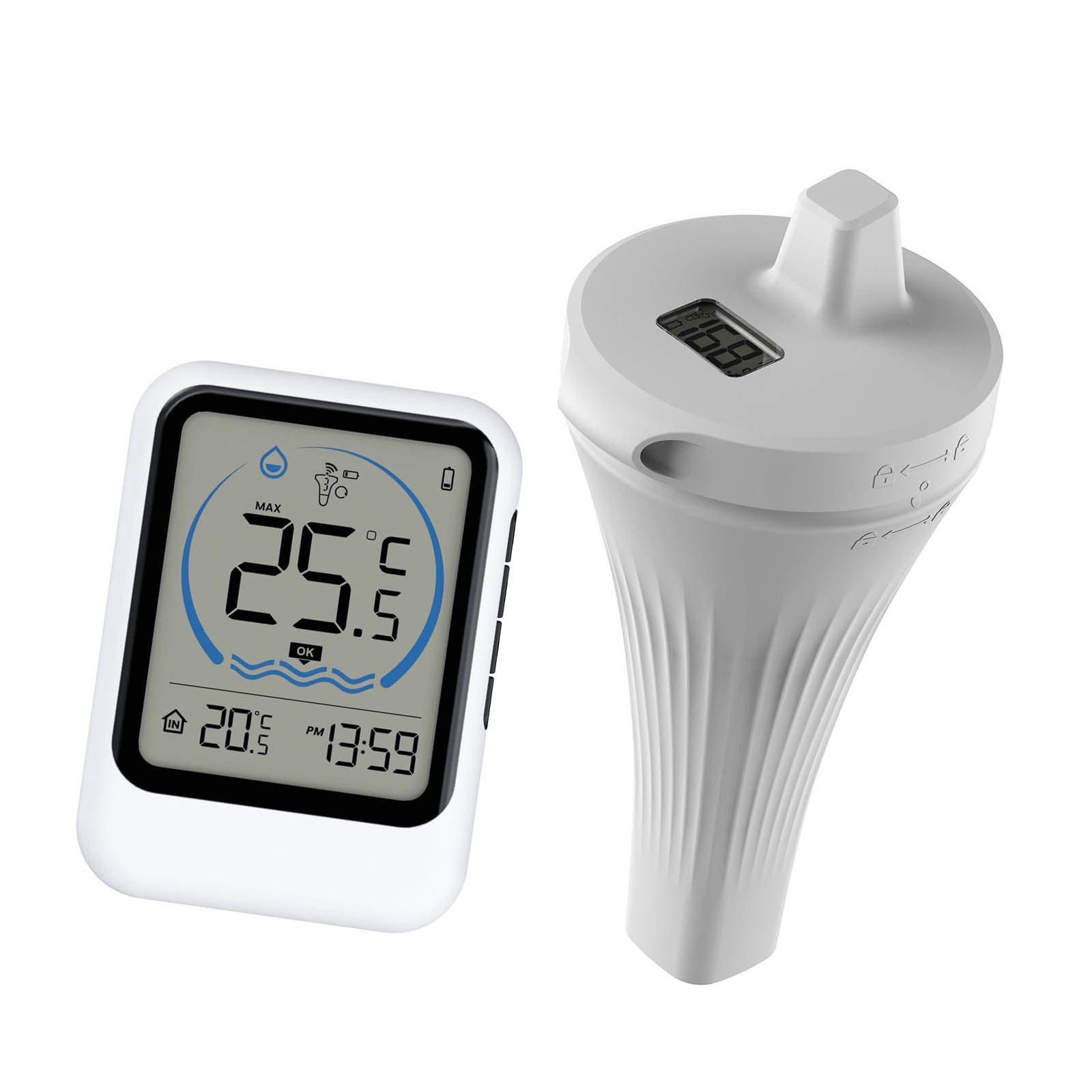 Wireless Swimming Pool Thermometers Digital Display with 3 Sensors ...