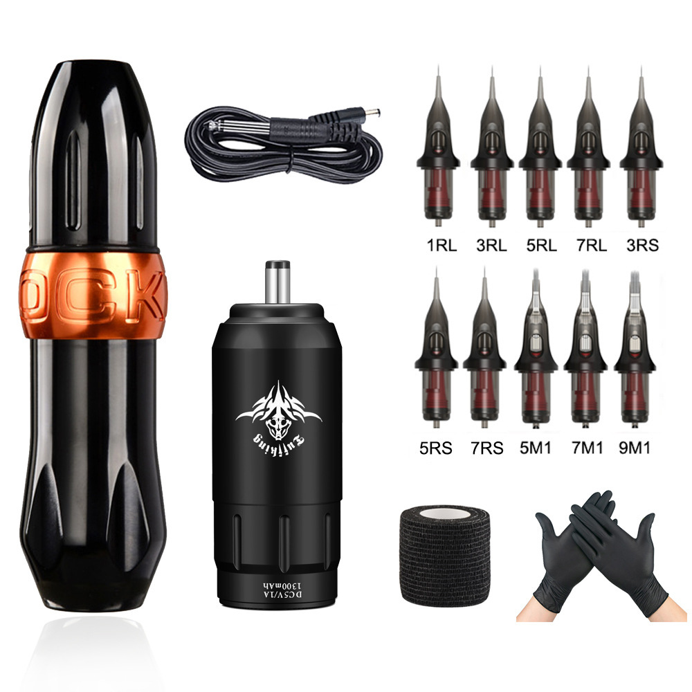 Wireless Tättoo Machine Kit – Short Pen Design, DC Power Supply ...