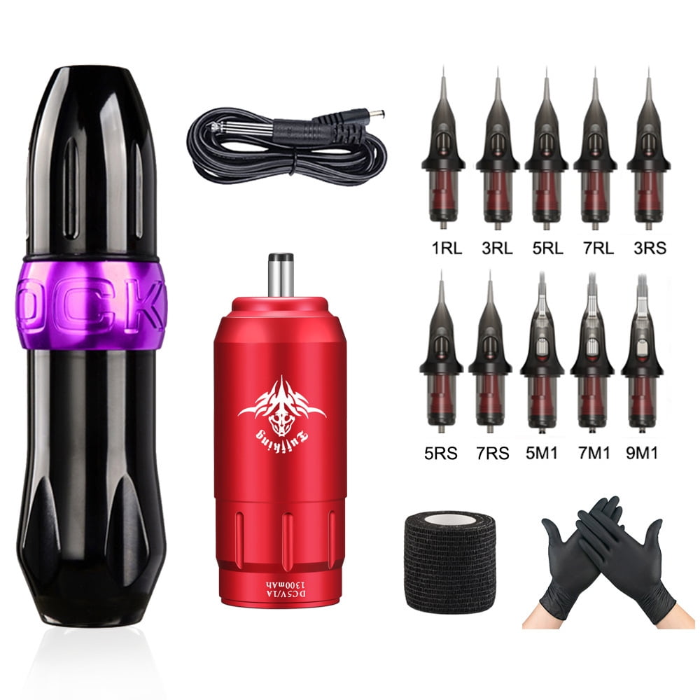 Wireless Tättoo Machine Kit – Short Pen Design, DC Power Supply ...