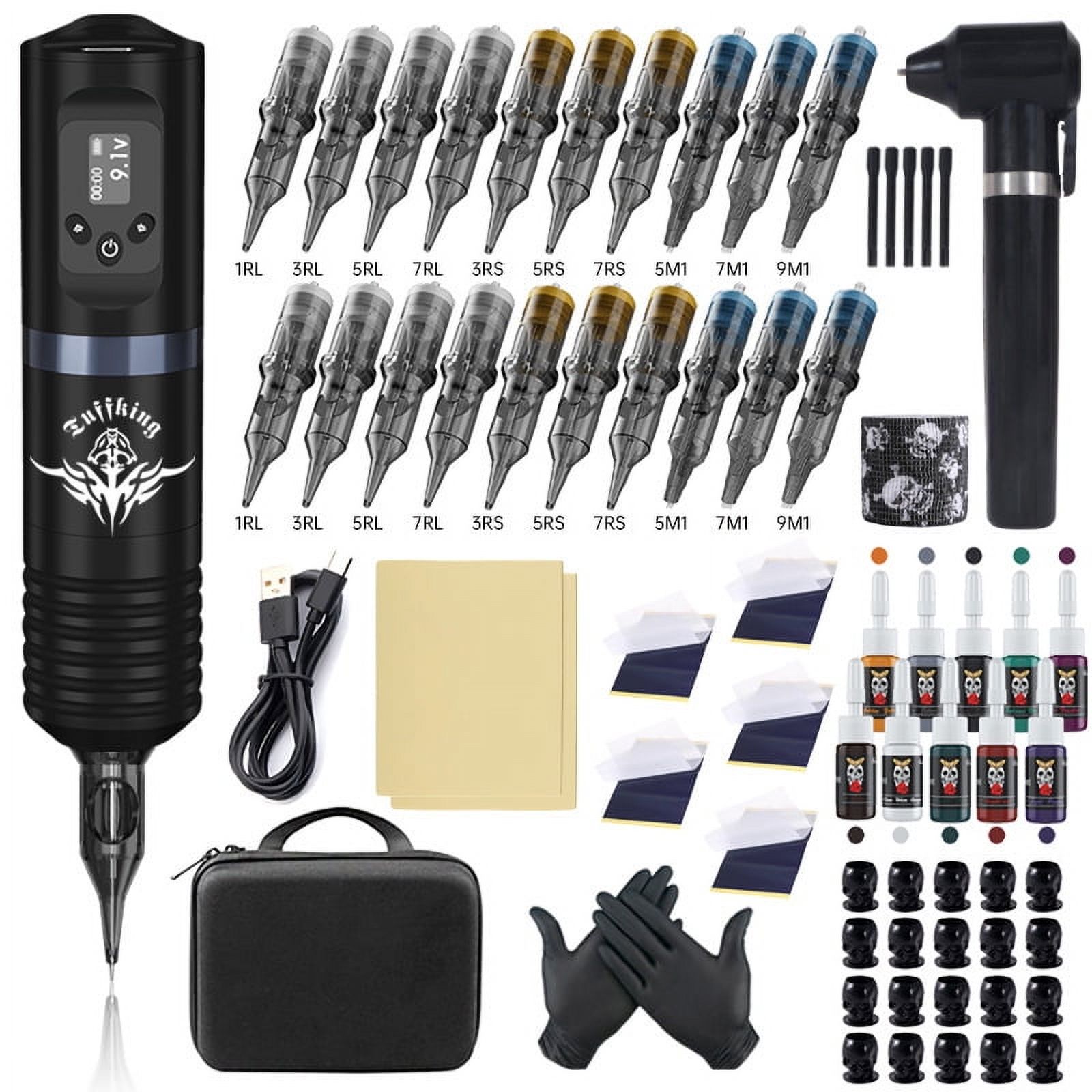 Wireless Tättoo Pen Kit – Cordless Tättoo Machine with Battery, 20 ...