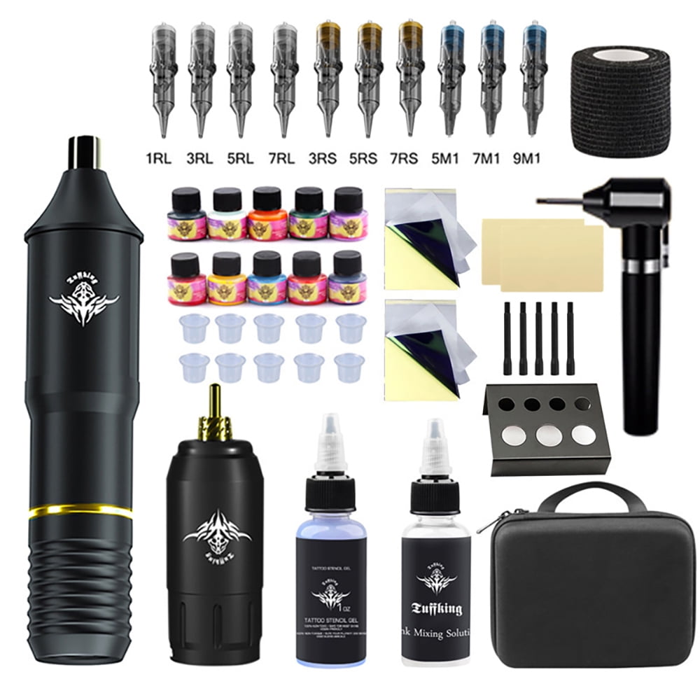Wireless Tättoo Pen Kit with Transfer Gel, Ink Diluent, and Complete ...