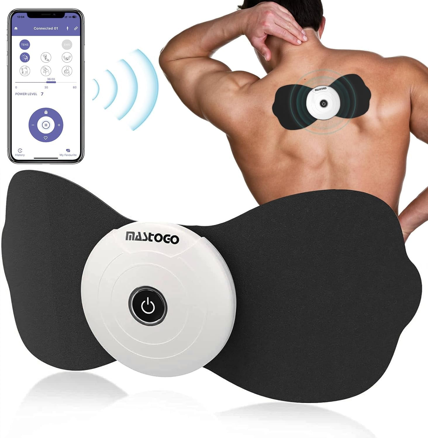 Wireless TENS & EMS Unit Back Pain Relief Massager - APP Controlled ...