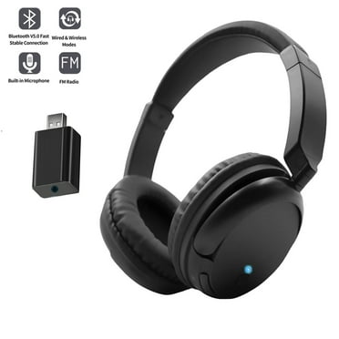 Wireless FM Radio Headphones with Bluetooth, Built-in Mic for Calls ...