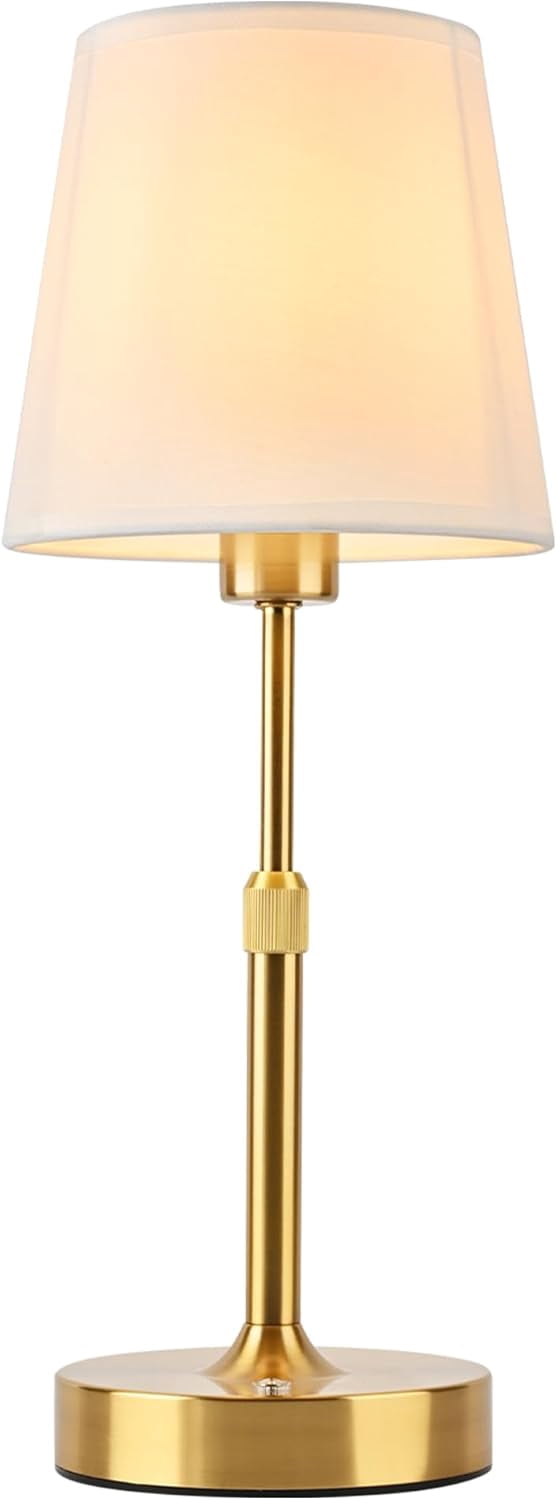 Wireless Table Lamp – Gold Retro Metal Design, Warm Light, Dimmable ...