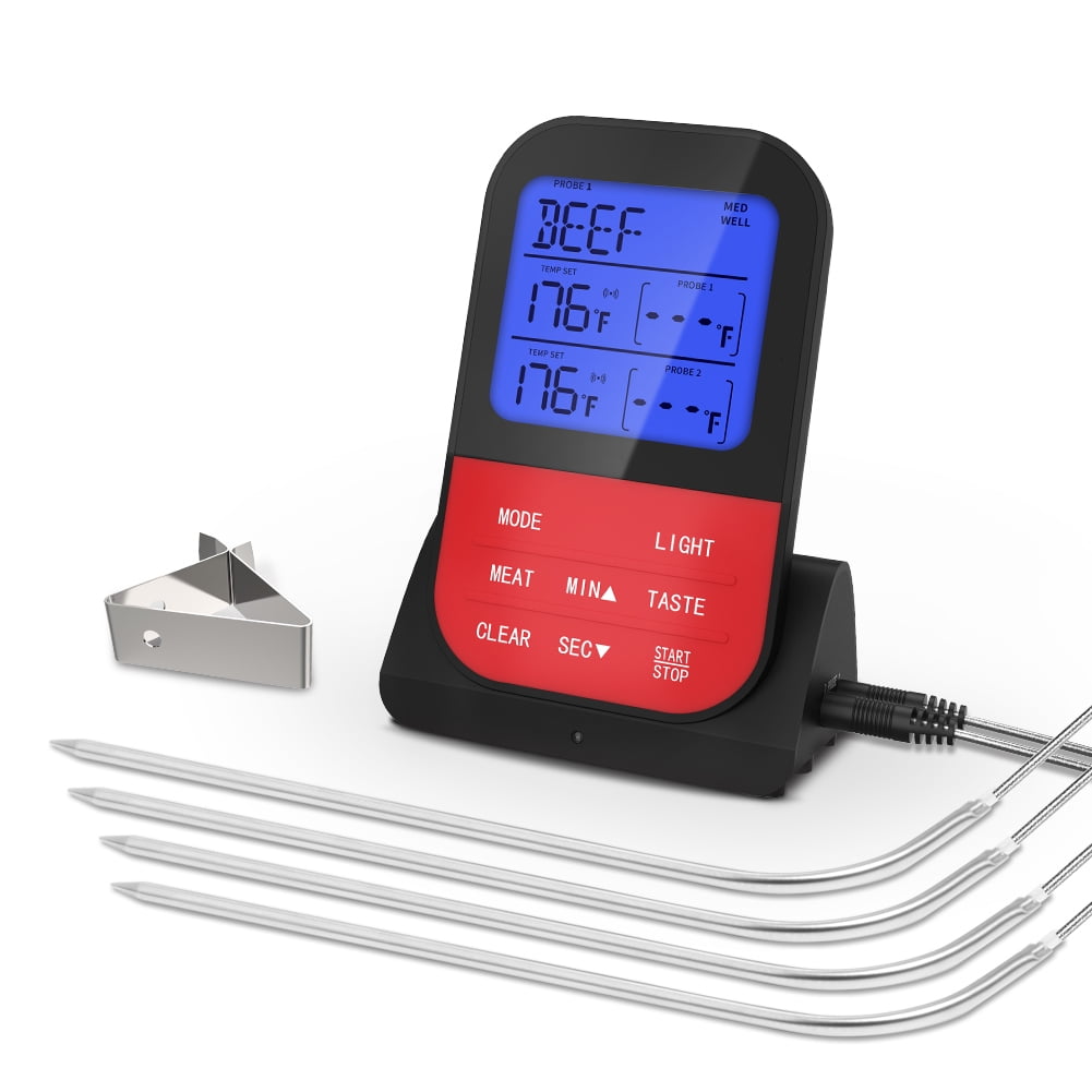 Wireless Thermometer, 4 probes Instant Read Waterproof Cooking Meat ...